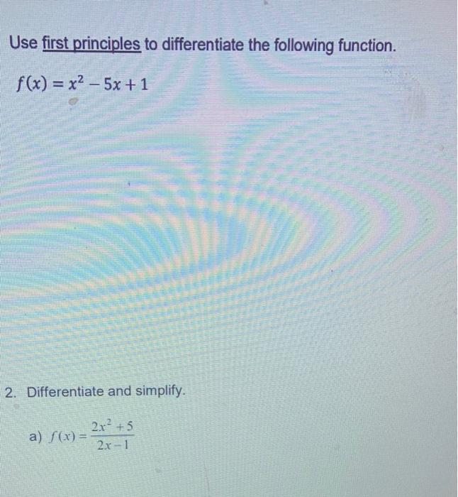Solved Use first principles to differentiate the following | Chegg.com
