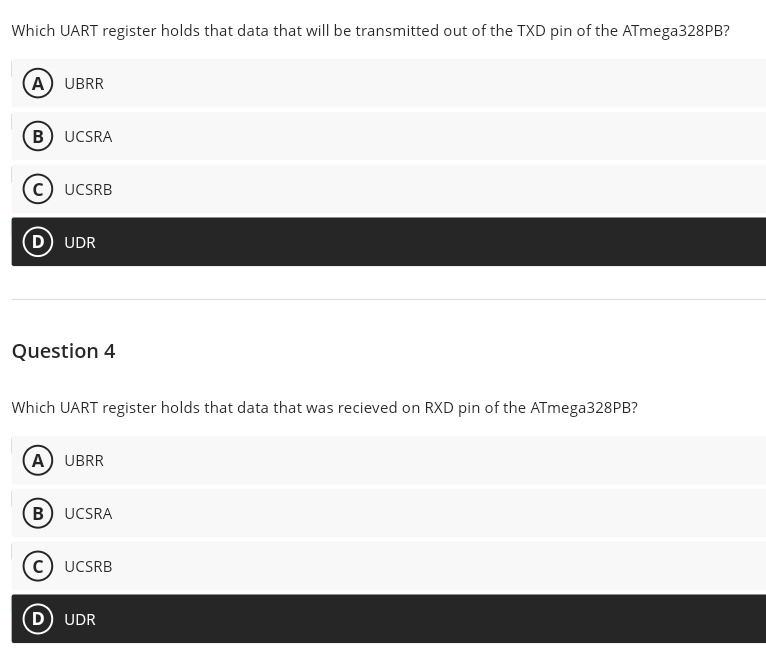 Solved Which UART register holds that data that will be | Chegg.com