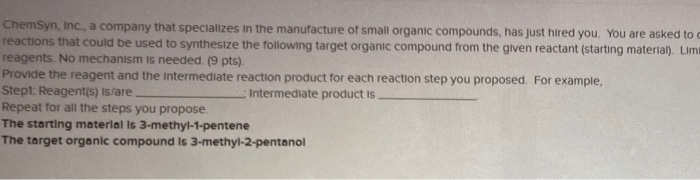 Solved ChemSyn, Inc., a company that specializes in the | Chegg.com