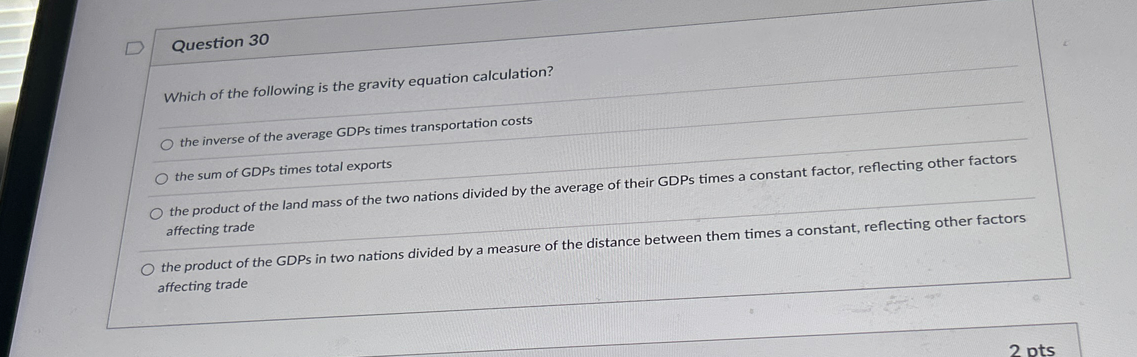 Solved Question 30 Which of the following is the gravity | Chegg.com