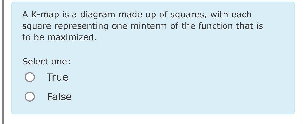 Solved A K-map is a diagram made up of squares, with each | Chegg.com