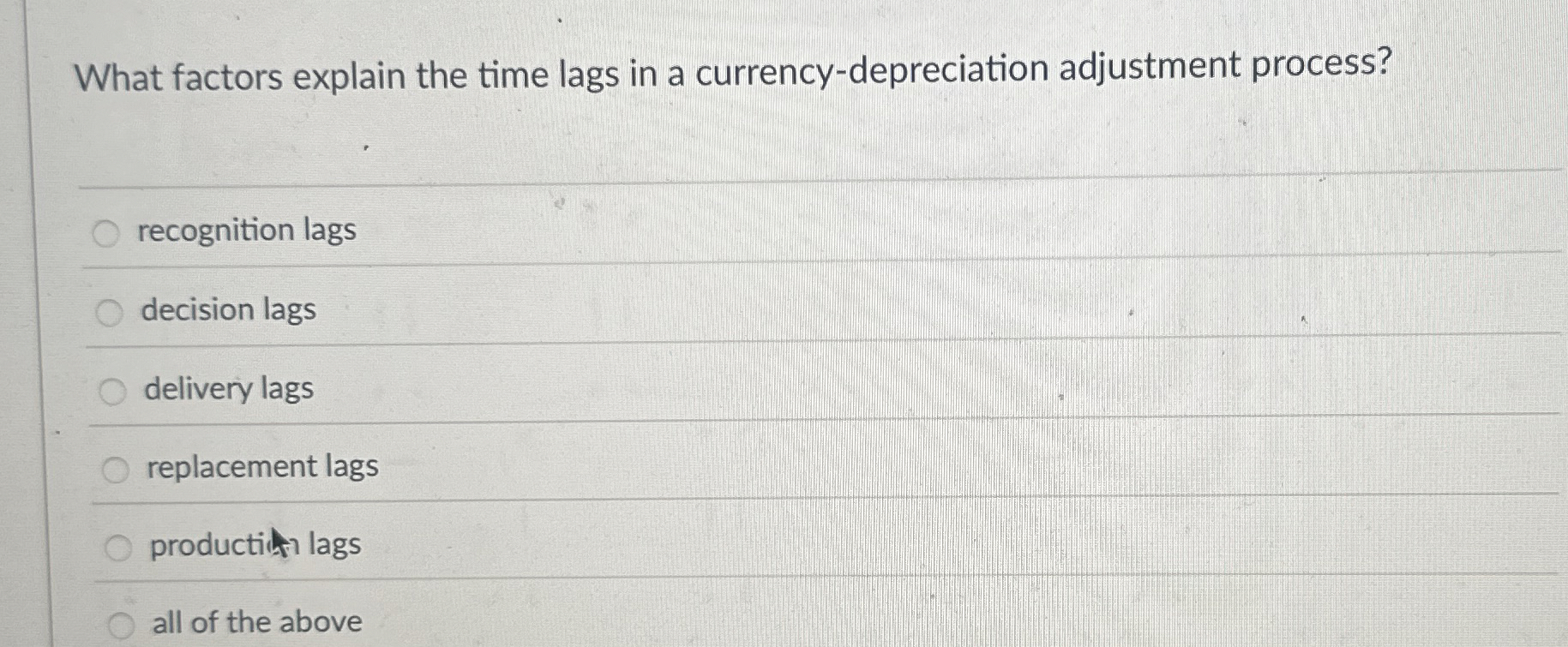 Solved What factors explain the time lags in a | Chegg.com