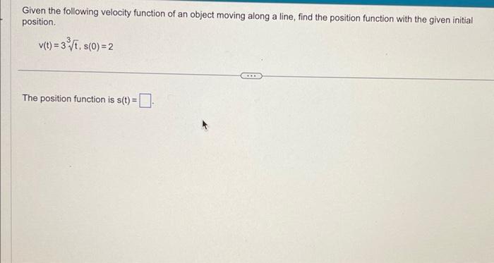 Solved Given the following velocity function of an object | Chegg.com