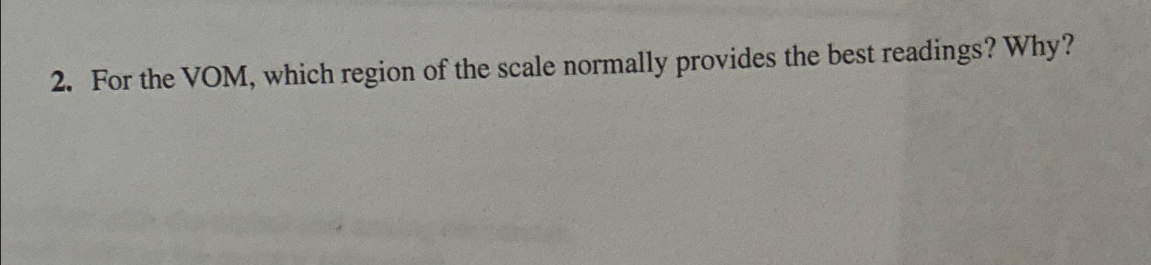 Solved For the VOM, which region of the scale normally | Chegg.com