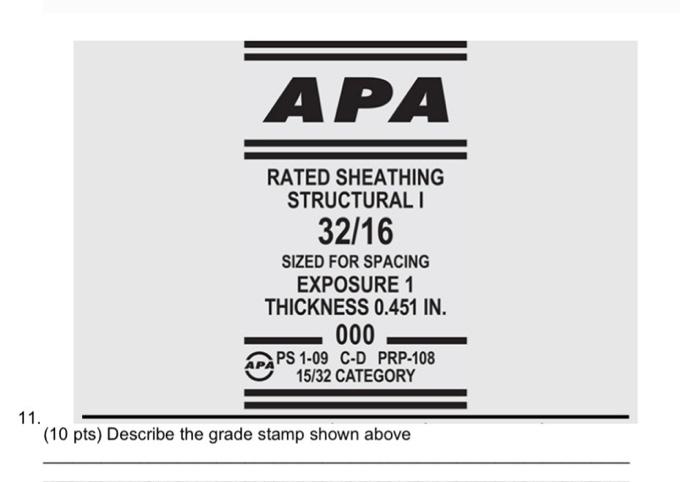Solved APA RATED SHEATHING STRUCTURALI 32/16 SIZED FOR | Chegg.com