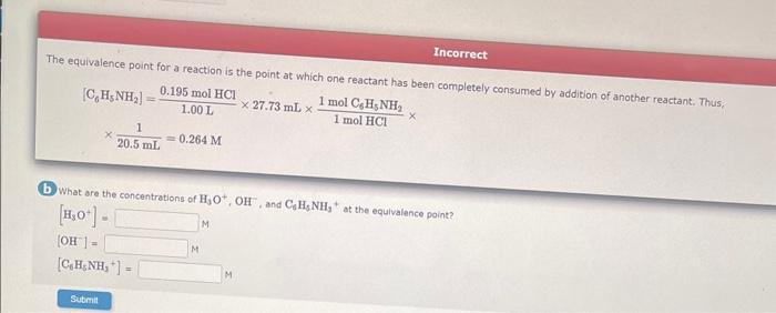 Solved Incorrect The equivalence point for a reaction is the | Chegg.com