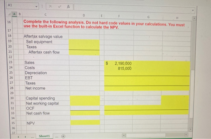 Solved 5- Calculating NPV - Excel FILE HOME INSERT PAGE | Chegg.com