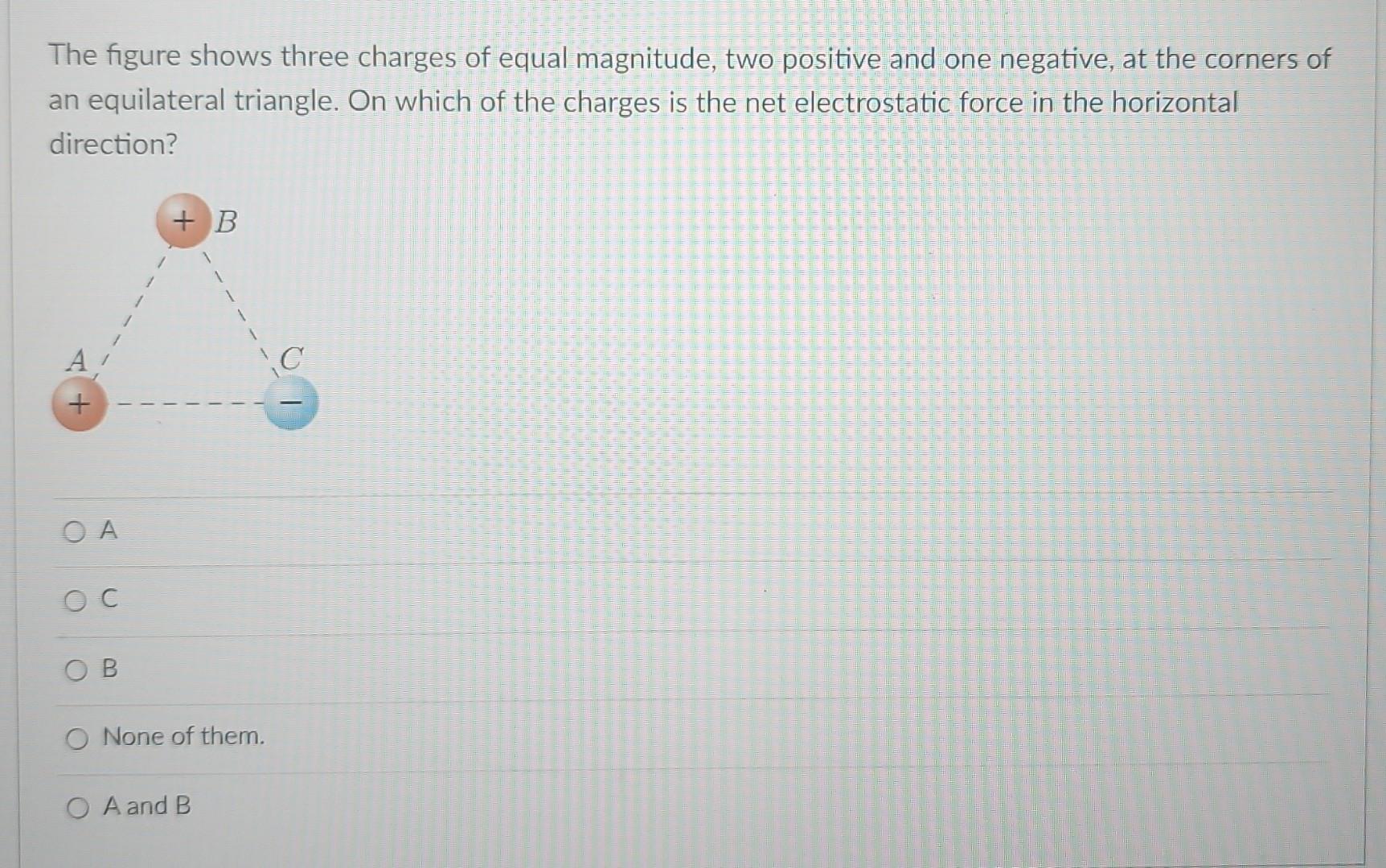 Solved The figure shows three charges of equal magnitude, | Chegg.com