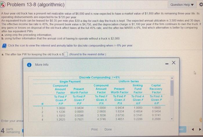 Solved Problem 13-8 (algorithmic) Question Help 0 A | Chegg.com