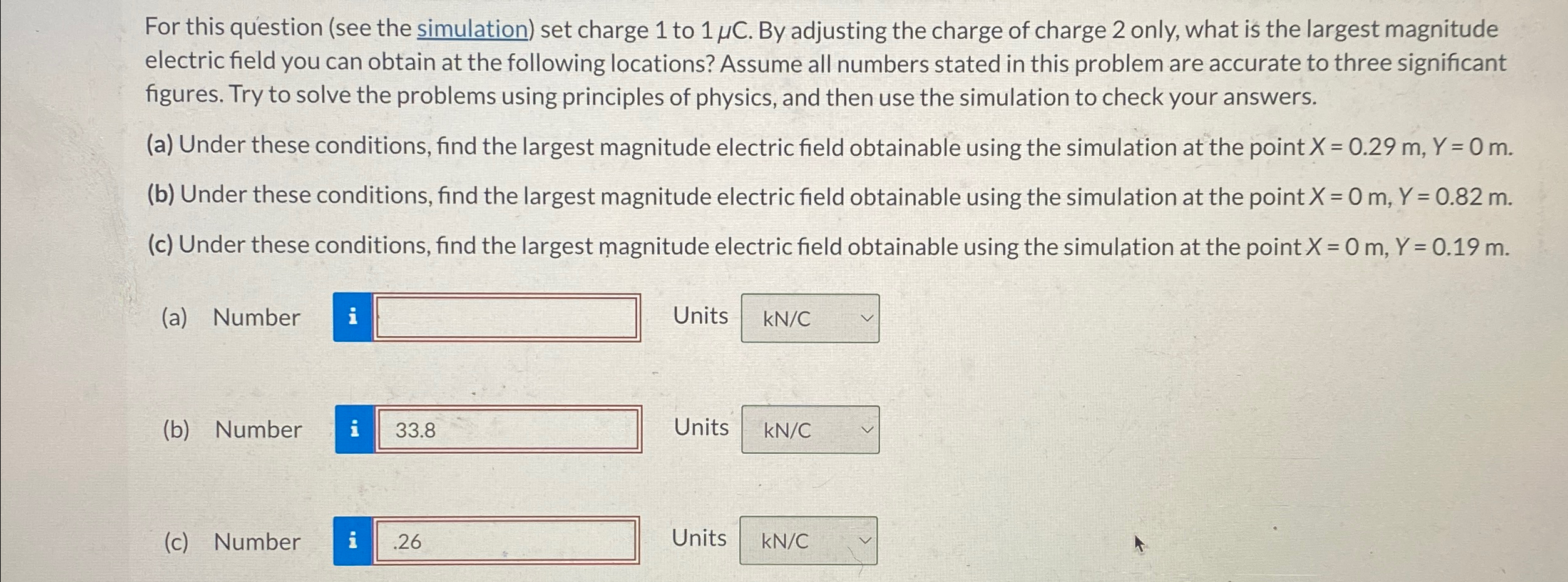 Solved For this question (see the simulation) ﻿set charge 1 | Chegg.com