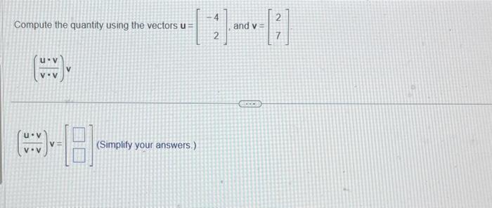 Compute the quantity using the vectors u=[−42], and | Chegg.com