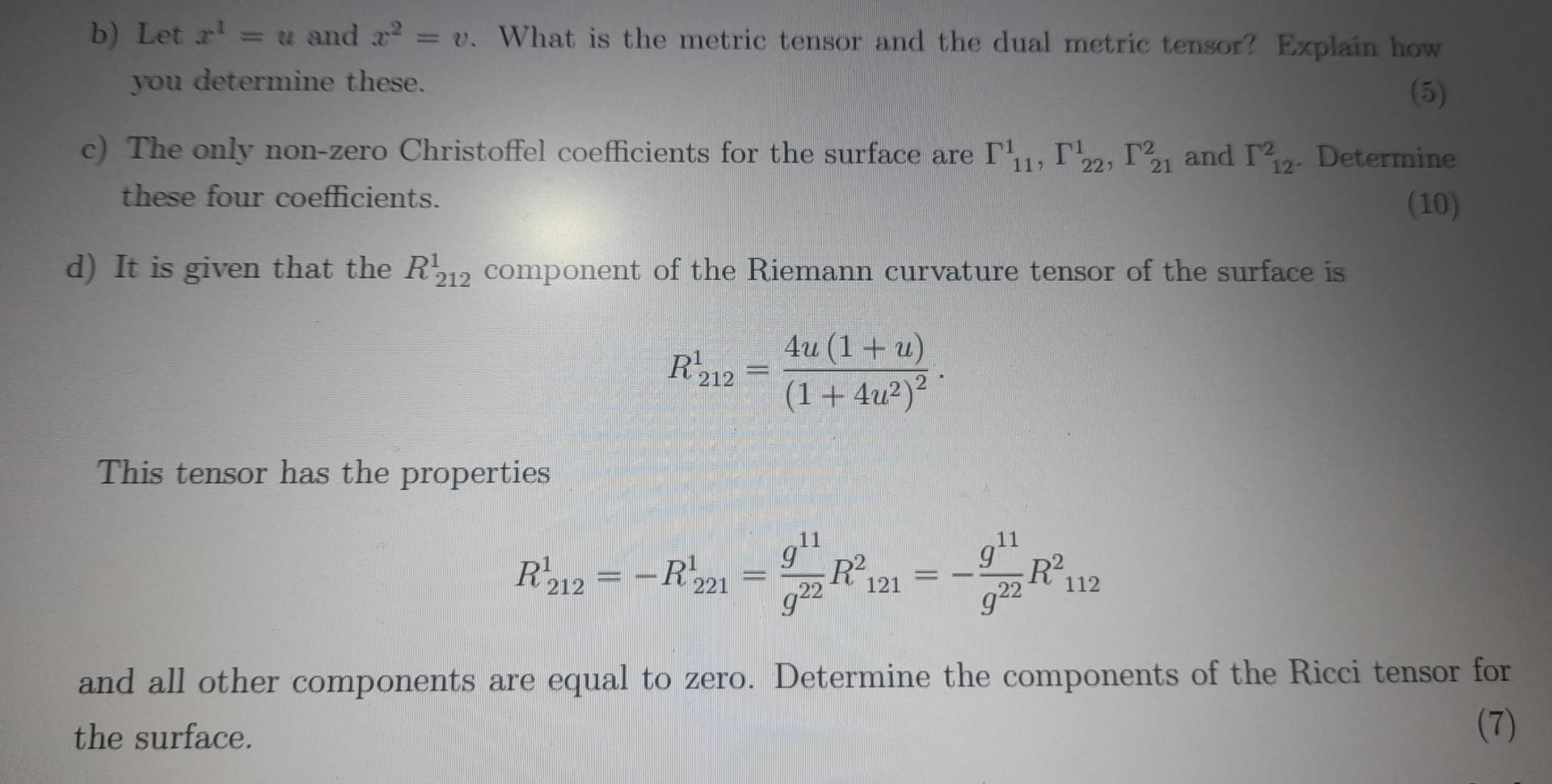 Consider a two-dimensional surface embedded in | Chegg.com