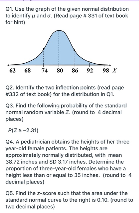 Solved Q1. Use the graph of the given normal distribution to | Chegg.com