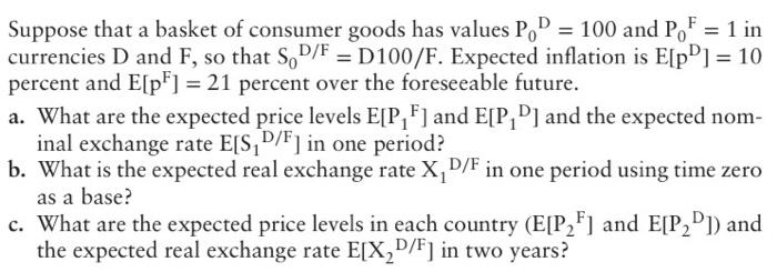 Solved Suppose that a basket of consumer goods has values | Chegg.com