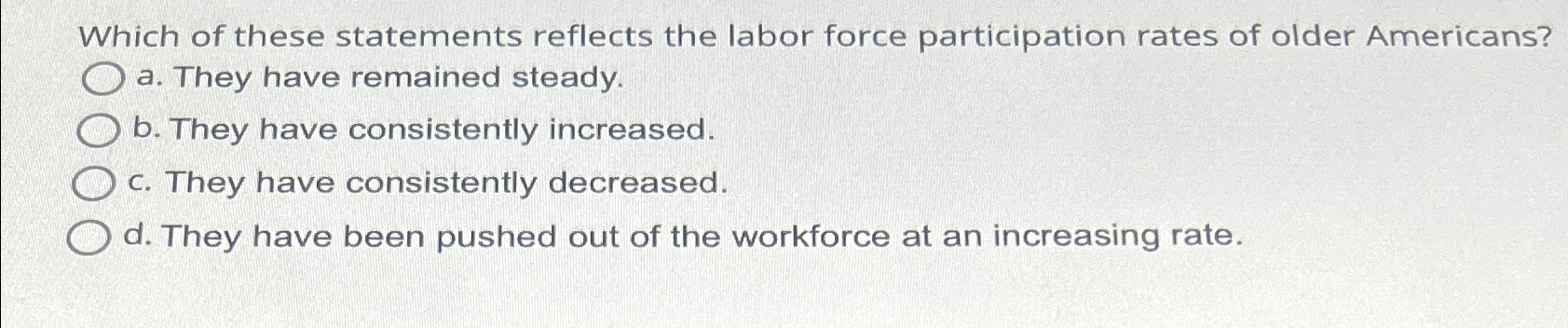 Solved Which of these statements reflects the labor force | Chegg.com