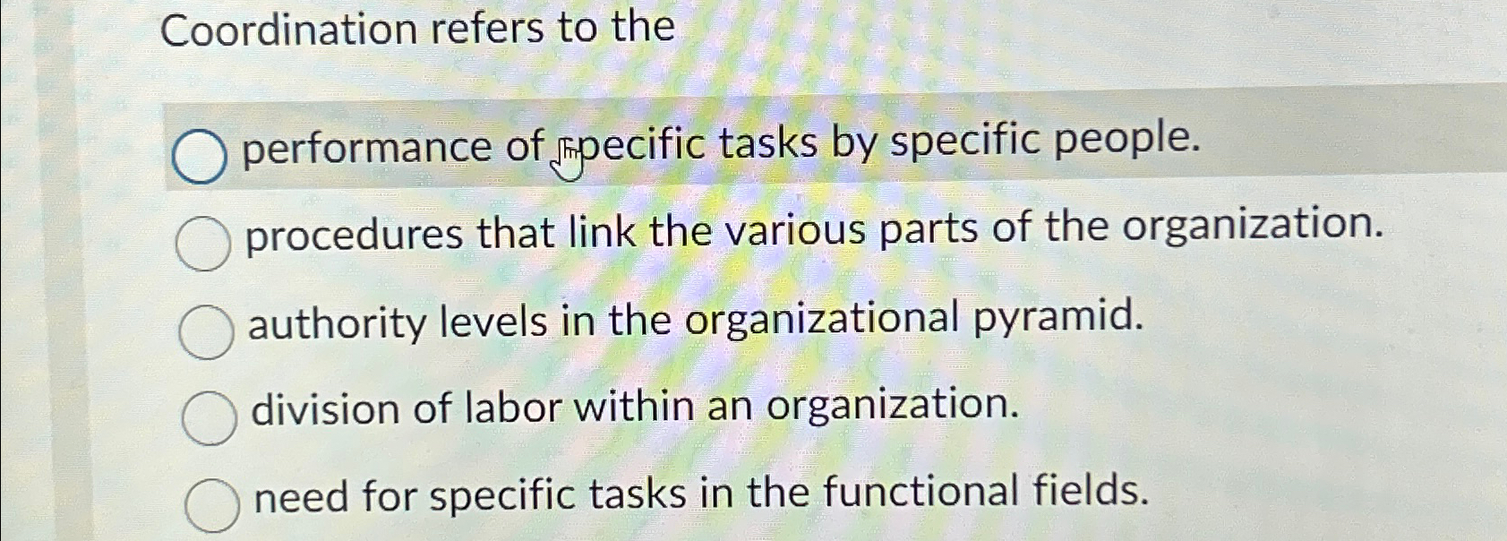 Solved Coordination refers to theperformance of π ﻿mpecific | Chegg.com