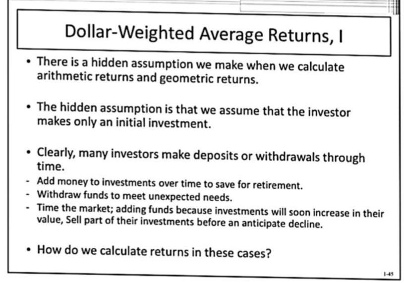 Solved Dollar-weighted Average Returns, I • There is a | Chegg.com