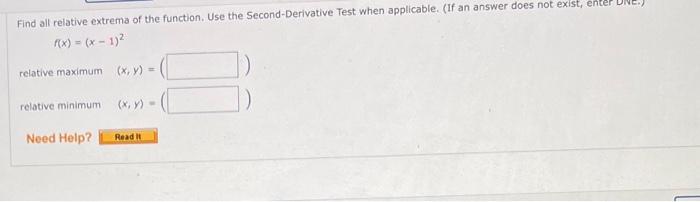 Solved Find all relative extrema of the function. Use the | Chegg.com