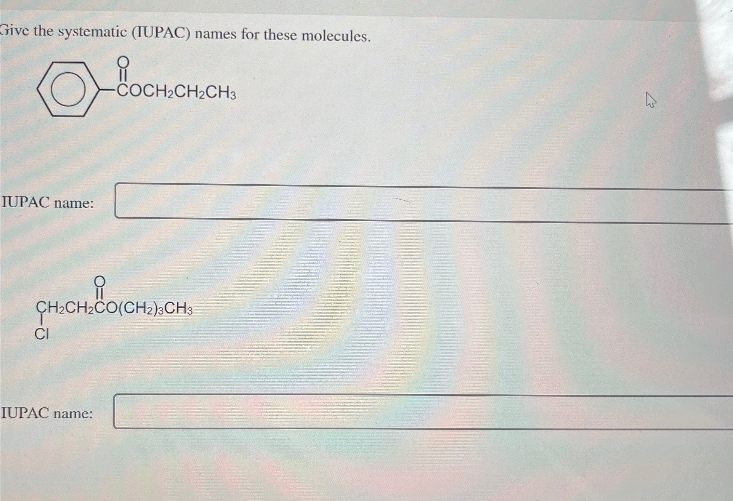 Solved Give the systematic (IUPAC) ﻿names for these | Chegg.com