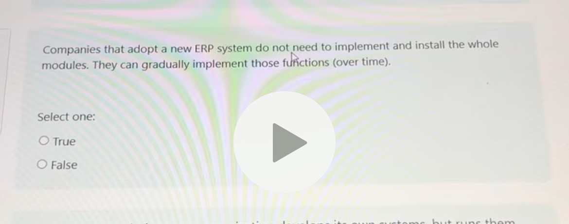 Solved Companies that adopt a new ERP system do not need to | Chegg.com