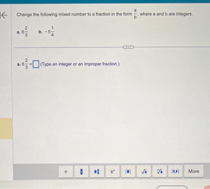Solved Change the following mixed number to a fraction in | Chegg.com