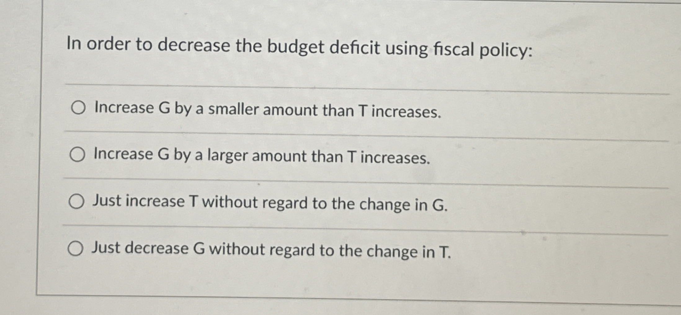 Solved In order to decrease the budget deficit using fiscal | Chegg.com