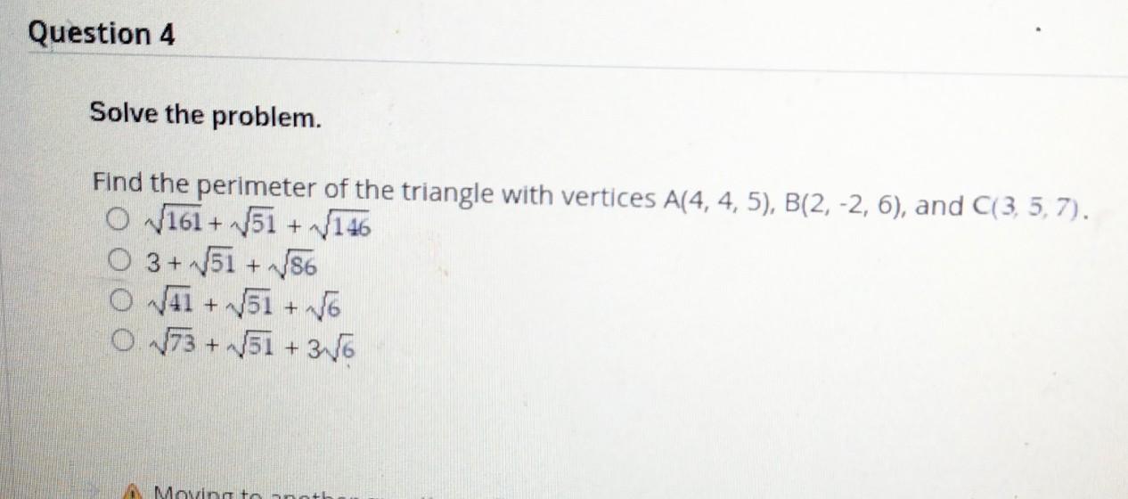 Solved Find the perimeter of the triangle with vertices | Chegg.com
