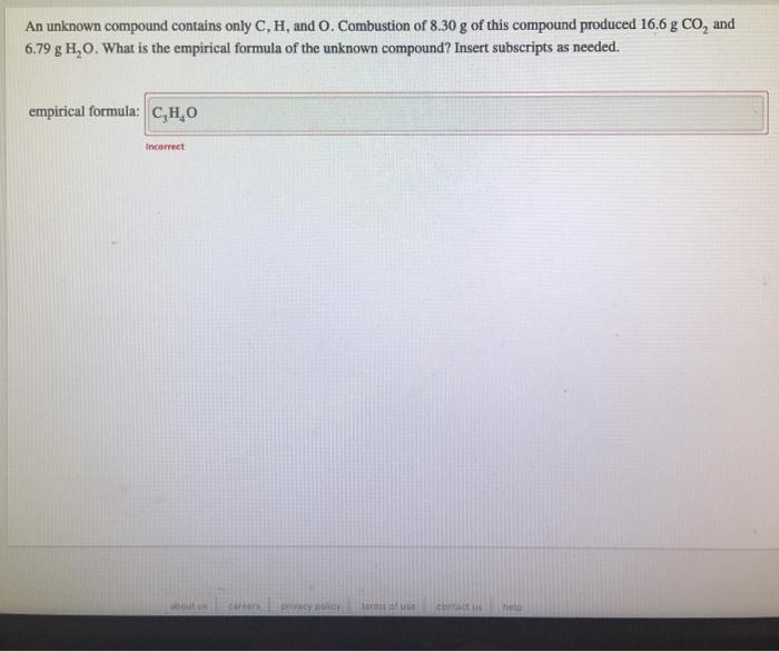 Solved An unknown compound contains only C, H, and O. | Chegg.com