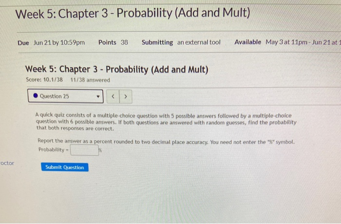 Solved Week 5: Chapter 3 - Probability (Add and Mult) Due | Chegg.com