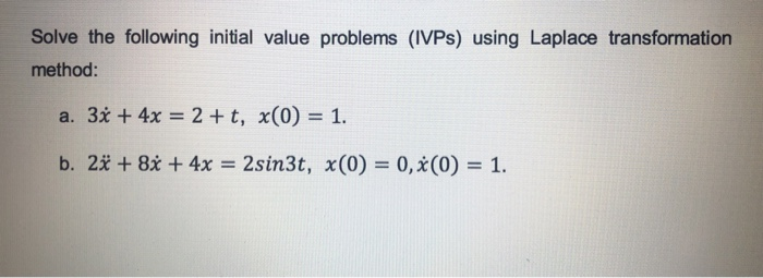 Solved Solve the following initial value problems (IVPs) | Chegg.com