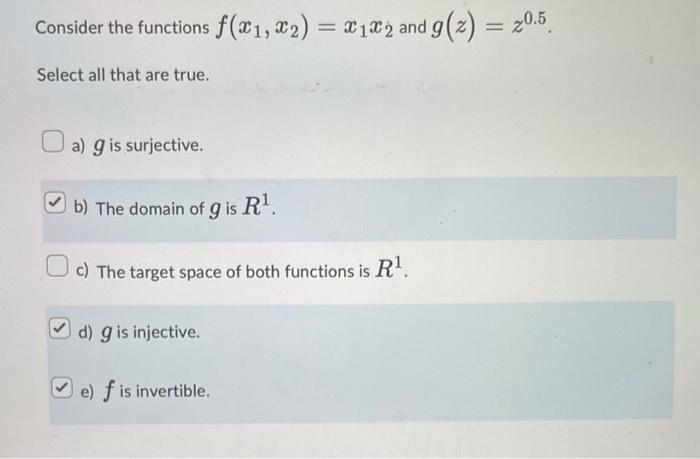 Solved Consider the functions f(x1,x2)=x1x2 and g(z)=z0.5. | Chegg.com