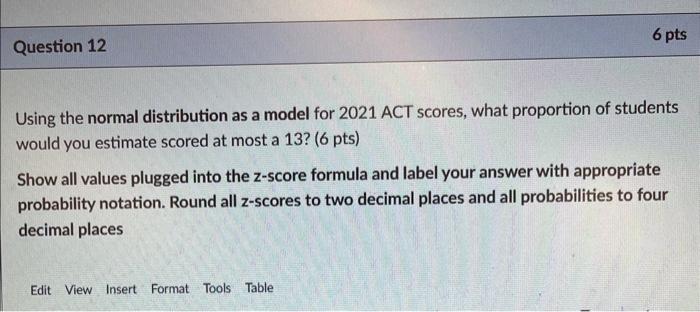 Solved PART II: ACT Scores The distribution of composite ACT | Chegg.com