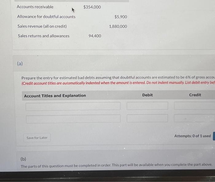 Solved Accounts receivable Allowance for doubtful accounts | Chegg.com