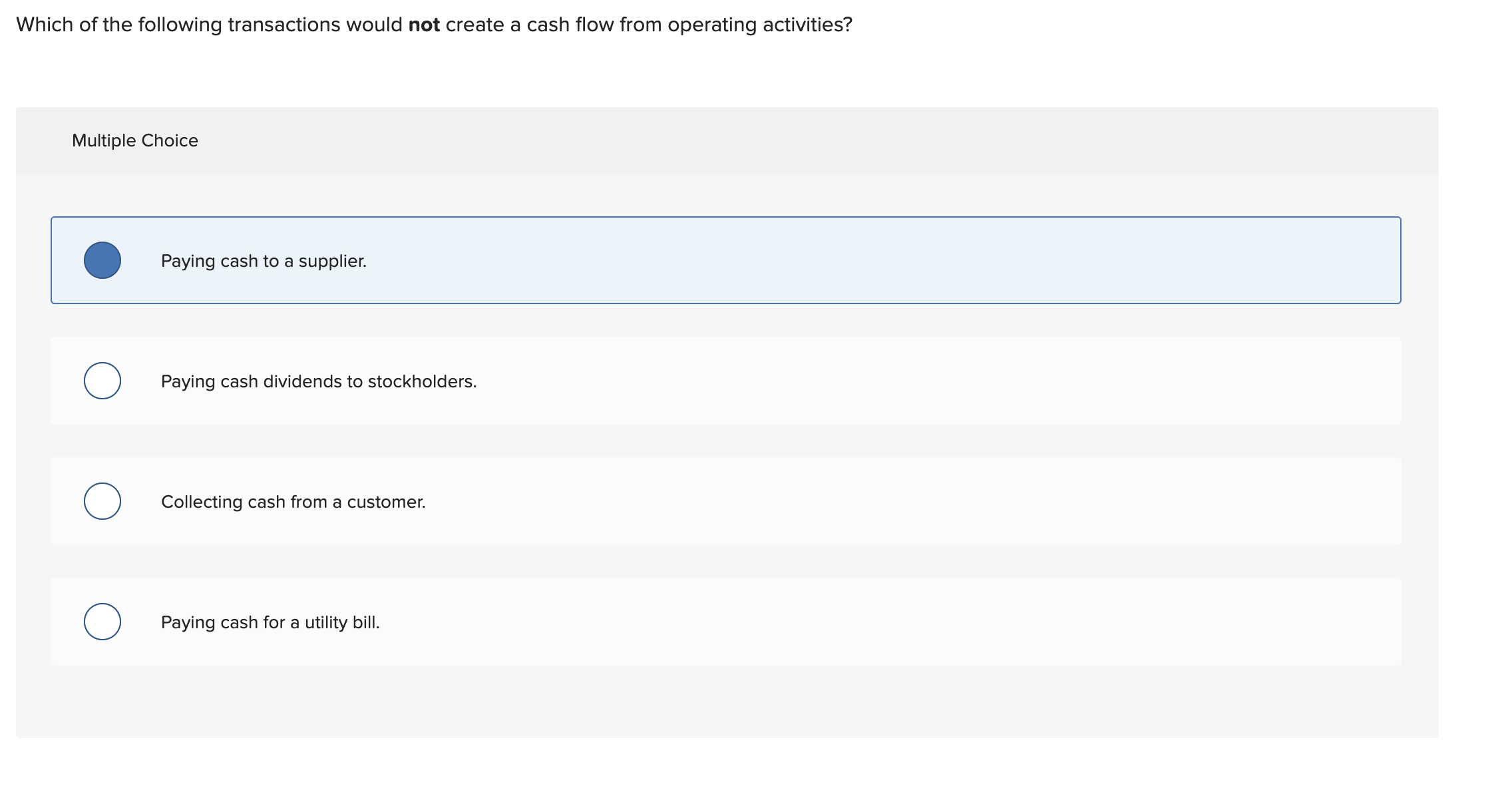 Solved Which of the following transactions would not create | Chegg.com