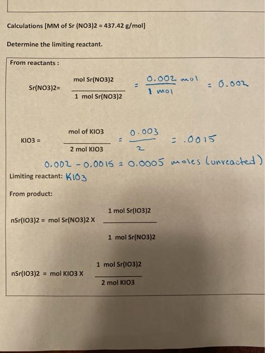 Solved Sr(NO3)2= Molarity (0.100 mol/L) Volume used (20 mL) | Chegg.com