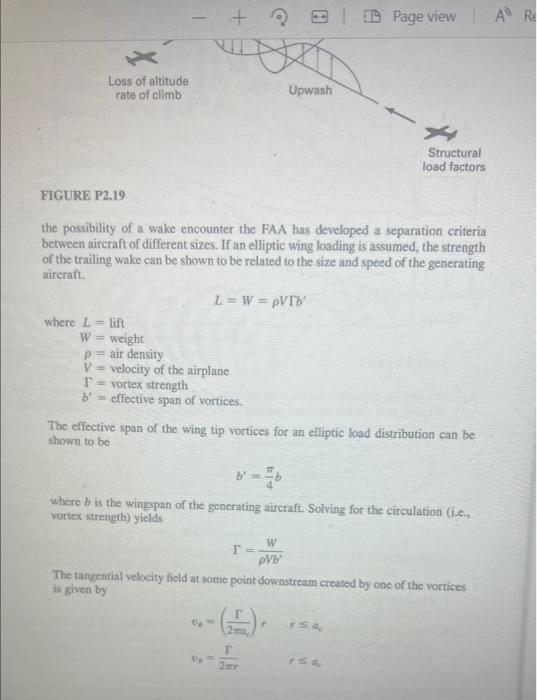 Solved FIGURE P2.19 the possibility of a wake encounter the | Chegg.com