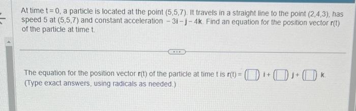 Solved At time t=0, a particle is located at the point | Chegg.com