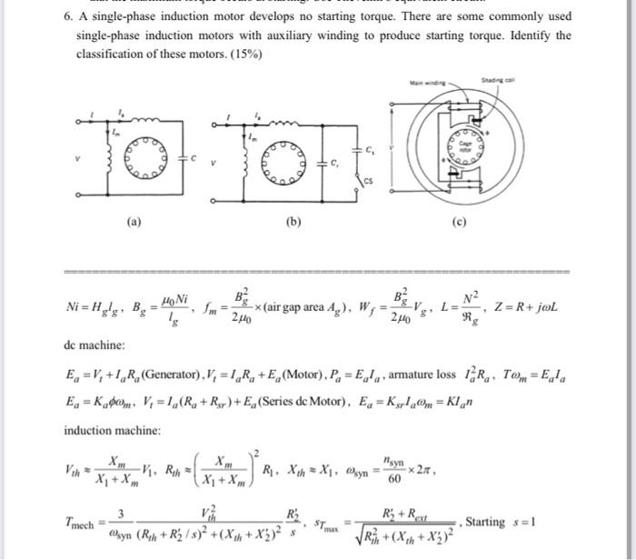 Solved 6 A Single Phase Induction Motor Develops No