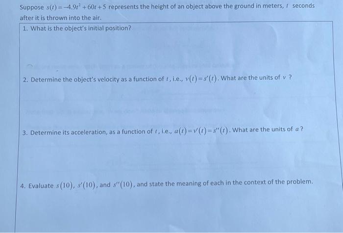 Solved Suppose s(t)=−4.9t2+60t+5 represents the height of an | Chegg.com