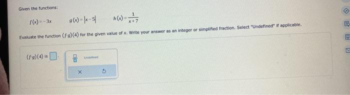Solved Given the functions: f(x)=−4xg(x)=∣x+5∣h(x)=x−21 | Chegg.com