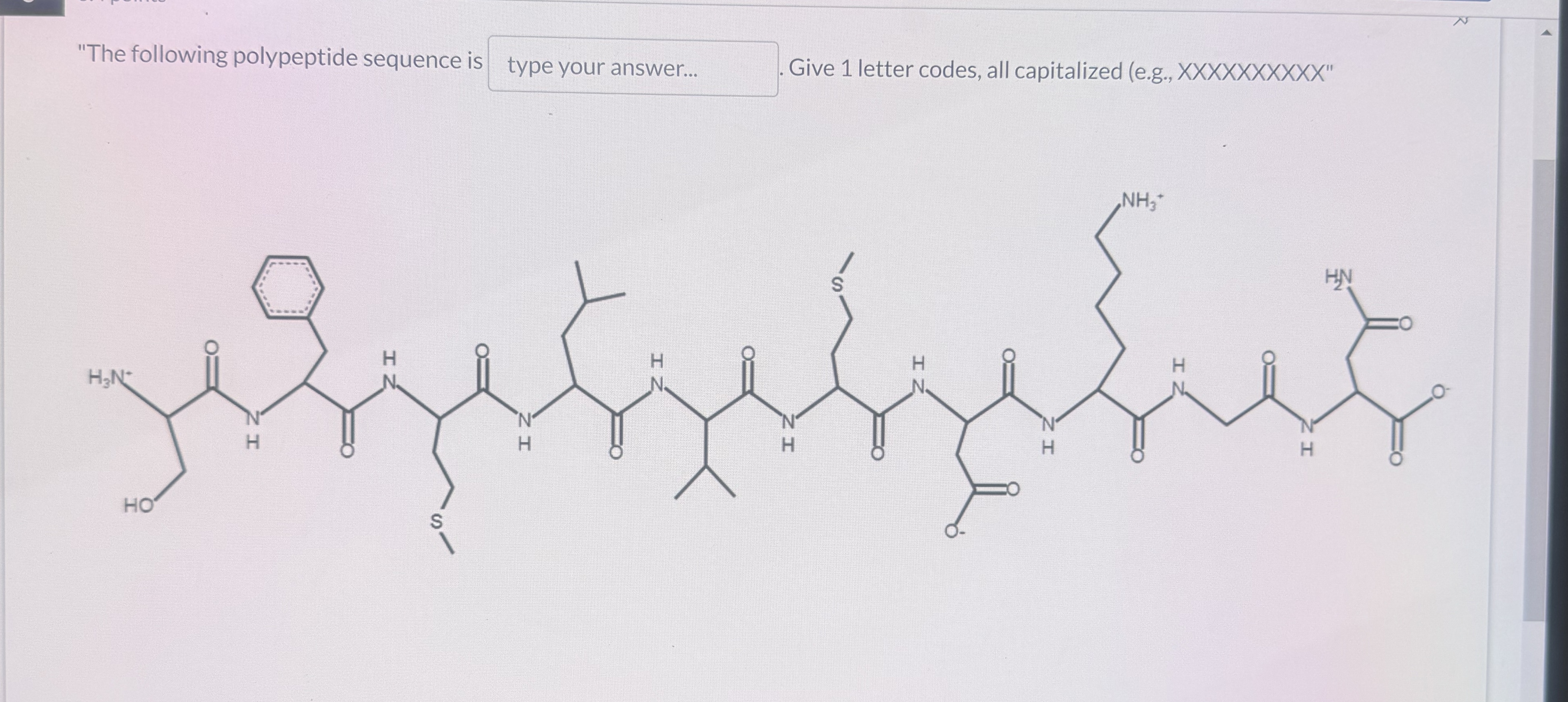 Solved "The following polypeptide sequence istype your | Chegg.com