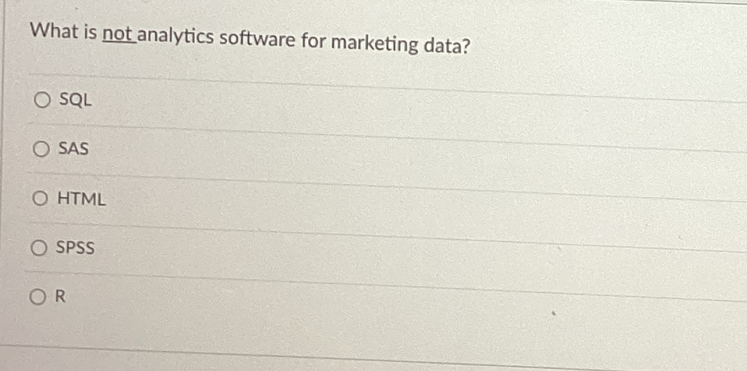 Solved What is not analytics software for marketing | Chegg.com