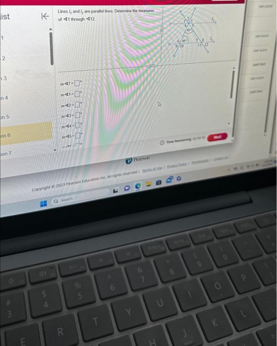Solved Lines l1 and l2 are paralliol lines Delemine the | Chegg.com