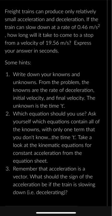 Solved Freight trains can produce only relatively small | Chegg.com