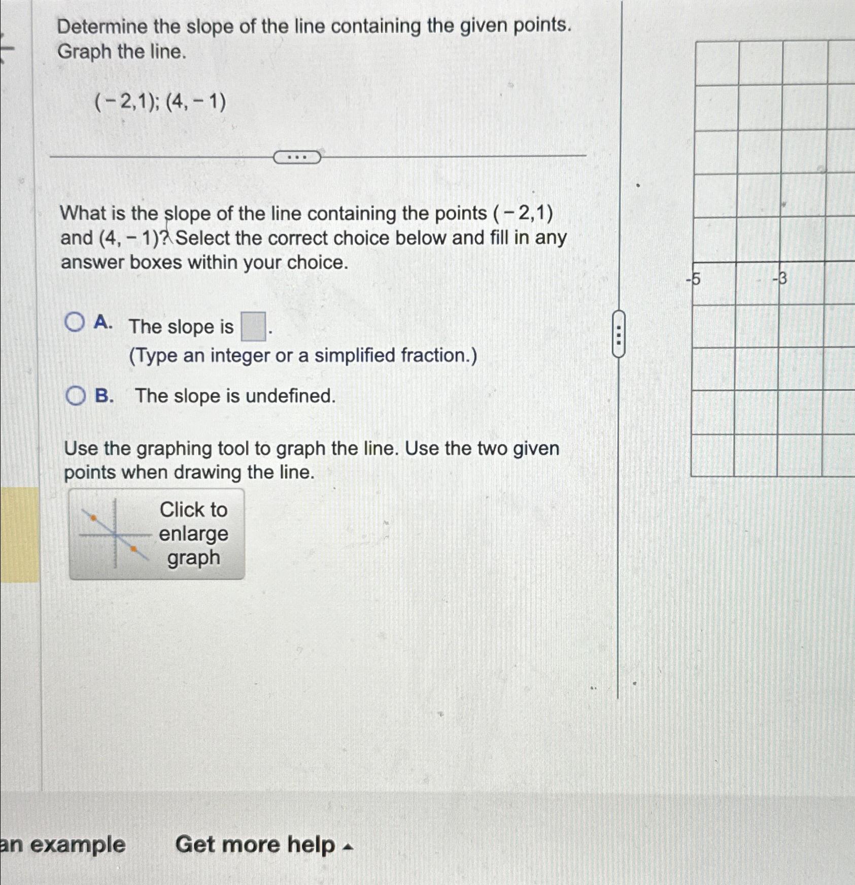 Solved Determine the slope of the line containing the given | Chegg.com