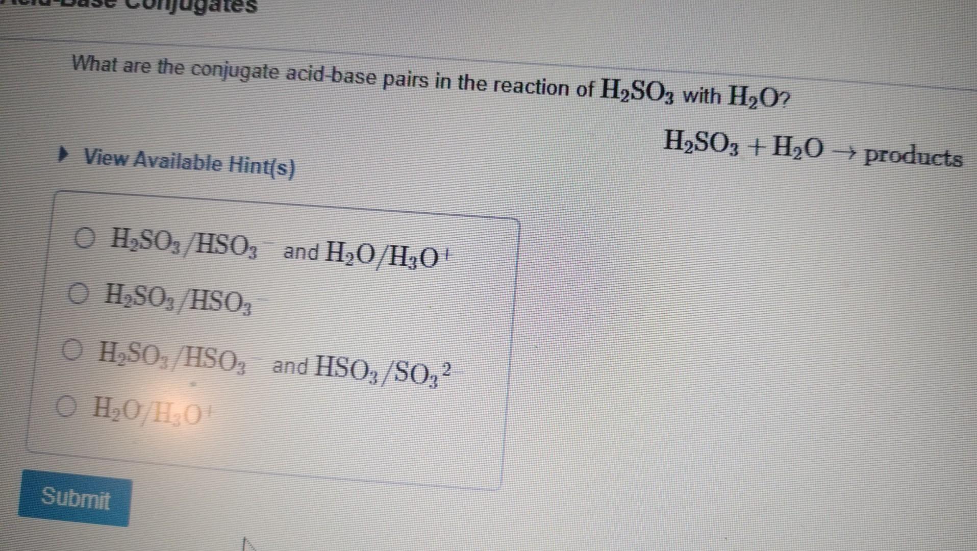 Solved What are the conjugate acid-base pairs in the | Chegg.com