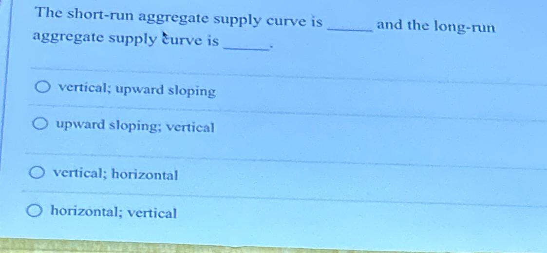 Solved The short-run aggregate supply curve is aggregate | Chegg.com