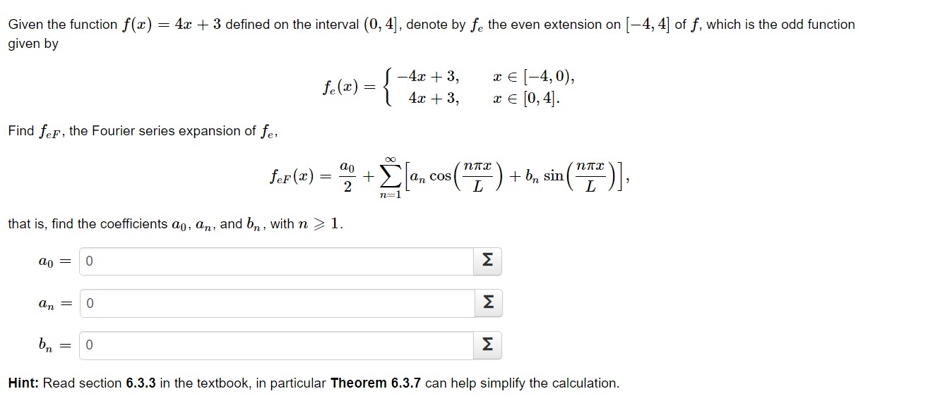 Solved Given the function f(x)=4x+3 ﻿defined on the interval | Chegg.com