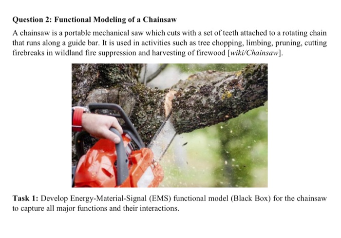 Solved Question 2: Functional Modeling of a Chainsaw A | Chegg.com