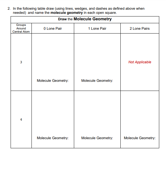 PART 2: Drawing Molecules to Show 3-Dimensions: Line, | Chegg.com